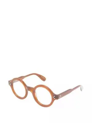 LESCA Saga Round-frame Sunglasses - Brown