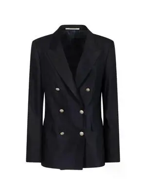 Tagliatore Double-breasted Linen Blazer - Blue