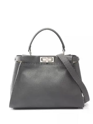 Fendi Medium Leather Selleria Peekaboo Iconic Satchel - Grey