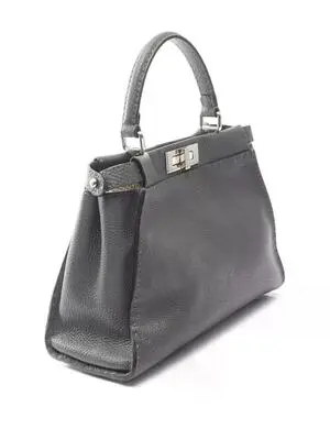 Fendi Medium Leather Selleria Peekaboo Iconic Satchel - Grey