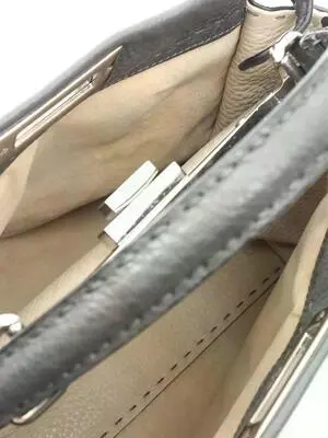Fendi Medium Leather Selleria Peekaboo Iconic Satchel - Grey