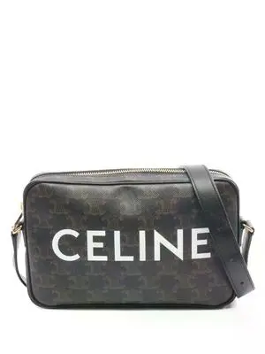 Celine 2021-2026 Medium Triomphe Coated Canvas Messenger Bag - Black