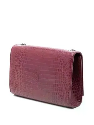 Saint Laurent 2017 Medium Croc Embossed Monogram Kate Tassel Crossbody Bag