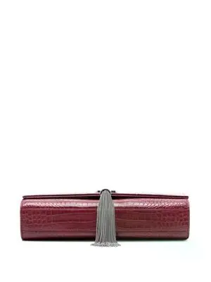 Saint Laurent 2017 Medium Croc Embossed Monogram Kate Tassel Crossbody Bag