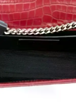 Saint Laurent 2017 Medium Croc Embossed Monogram Kate Tassel Crossbody Bag