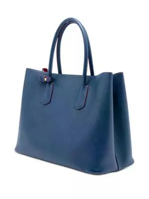 Prada Large Saffiano Cuir Double Satchel - Blue