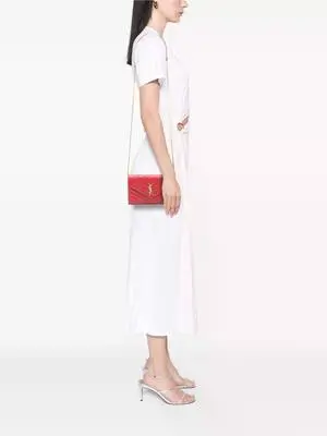 Saint Laurent 2016 Grain De Poudre Cassandre Envelope Chain Wallet - Red