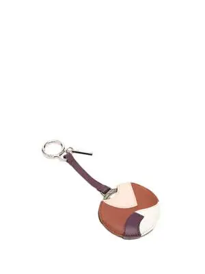 Fendi Plated And Calfskin Compact Mirror Bag Charm Key Chain - Silver