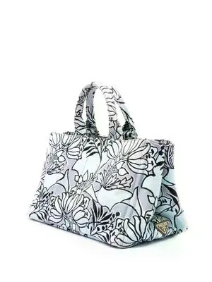 Prada Floral Printed Canapa Satchel