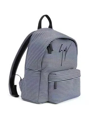 GIUSEPPE ZANOTTI Striped Embroidered-logo Backpack