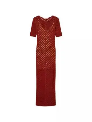 TWINSET Long Chevron Knitted Dress - Red