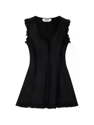 MSGM Fringed A-line Mini Dress - Black