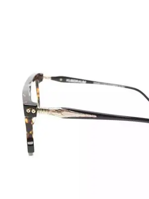 KUBORAUM Patterned Geometric Frame Glasses - Brown