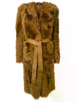Rochas Belted Lamb Fur Coat