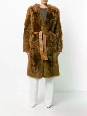 Rochas Belted Lamb Fur Coat