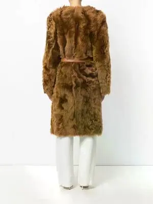 Rochas Belted Lamb Fur Coat