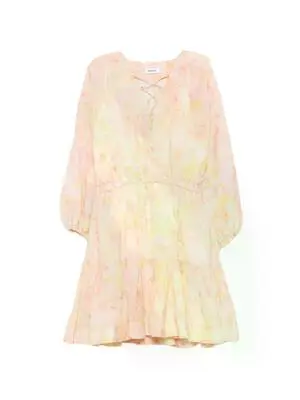 Sandro Provenza" Floral V-neck Mini Dress - Pink