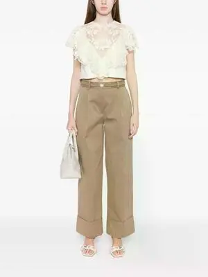 Sandro Wide-leg Pleated Trousers With Buckled Belt