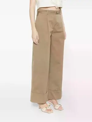 Sandro Wide-leg Pleated Trousers With Buckled Belt