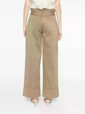 Sandro Wide-leg Pleated Trousers With Buckled Belt