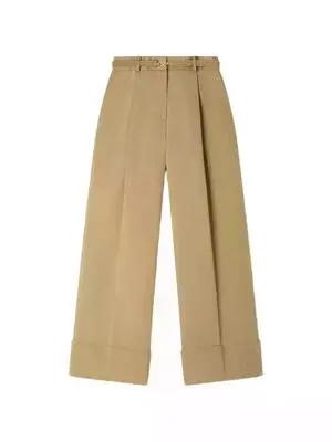 Sandro Wide-leg Pleated Trousers With Buckled Belt