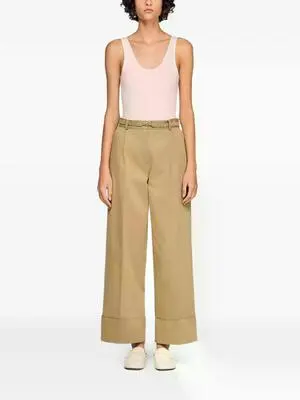 Sandro Wide-leg Pleated Trousers With Buckled Belt