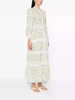 Sandro Floral Lace Midi Dress - White