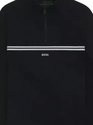 BOSS Zip-up Sweatshirt With Striped Trim - Blue