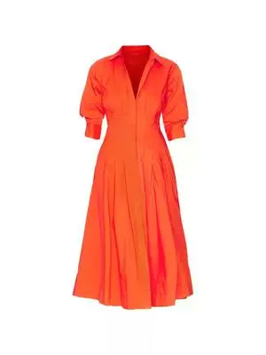 Simkhai Jazz Pintuck Midi Shirt Dress - Red