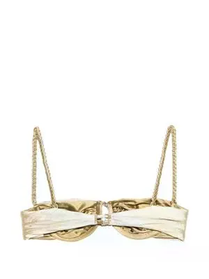ISA BOULDER Ruched Weave Bikini Top