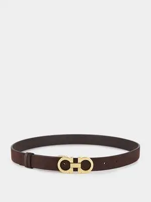 FERRAGAMO Gancini Leather Belt - Brown