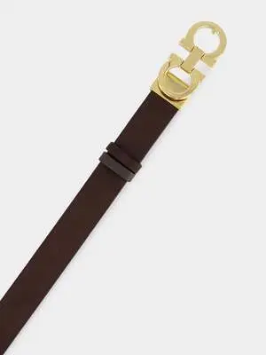 FERRAGAMO Gancini Leather Belt - Brown