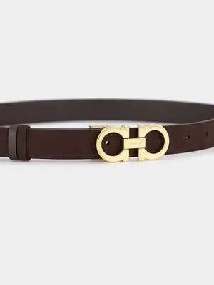 FERRAGAMO Gancini Leather Belt - Brown