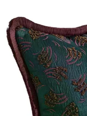 SOHO HOME Jago Fringed Square Cushion - Green