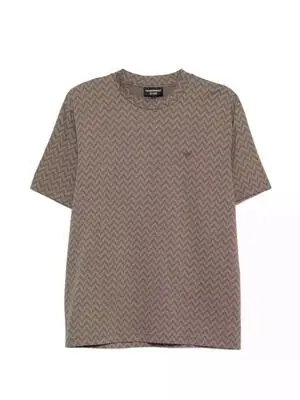 Emporio Armani Icon Chevron-pattern Cotton T-shirt - Brown