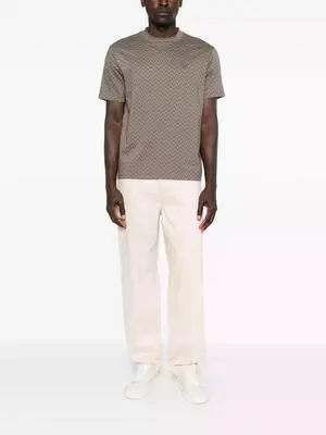 Emporio Armani Icon Chevron-pattern Cotton T-shirt - Brown