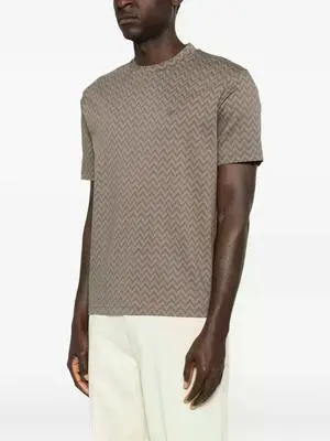 Emporio Armani Icon Chevron-pattern Cotton T-shirt - Brown