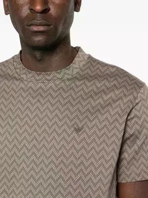 Emporio Armani Icon Chevron-pattern Cotton T-shirt - Brown
