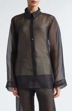 GIA STUDIOS Lisse Classic Silk Organza Button-up Shirt