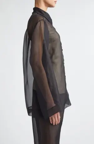 GIA STUDIOS Lisse Classic Silk Organza Button-up Shirt