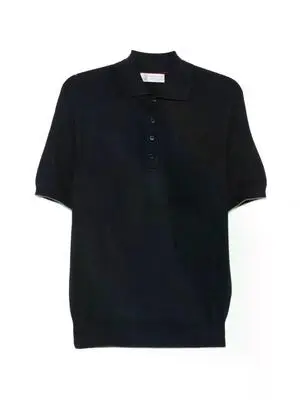 Brunello Cucinelli Ribbed Polo Shirt - Blue
