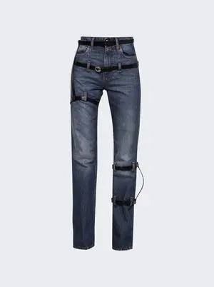 Coperni Multi Belt Denim Pants - Blue