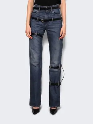 Coperni Multi Belt Denim Pants - Blue