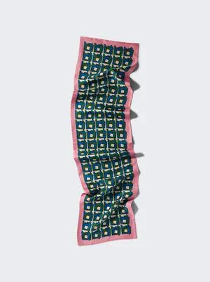 Miu Miu Twill Geometrico Scarf Rosa And Alloro - Multicolor