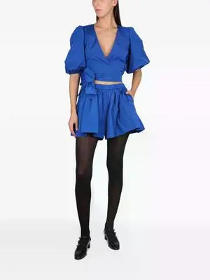 Red Valentino Puff-sleeve Tie-waist Top
