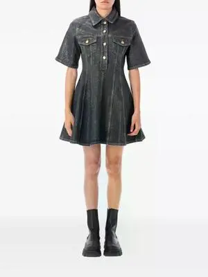 GANNI Foiled Denim Mini Dress