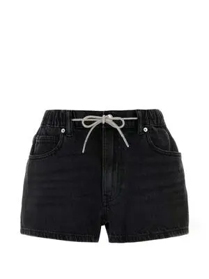 Alexander Wang Drawcord Wide Leg Denim Shorts - Black