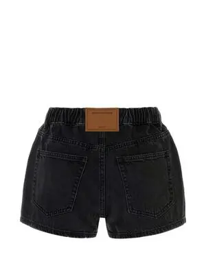 Alexander Wang Drawcord Wide Leg Denim Shorts - Black