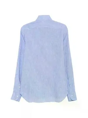 BARBA NAPOLI Button-down Linen Shirt - Blue