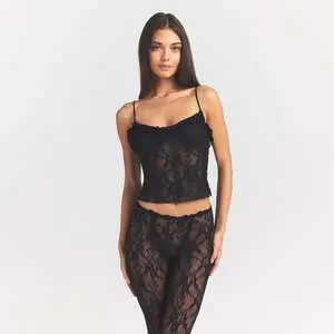 SKIMS Stretch Lace Cami Top - Soot